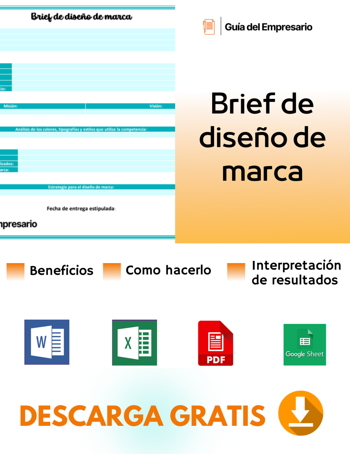 Brief de diseño Plantillas Excel, Word, PDF 2026